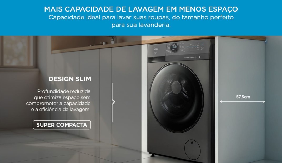 Lava e Seca Midea 11kg Titanium Slim HealthGuard - MF201D110WB/GK ...