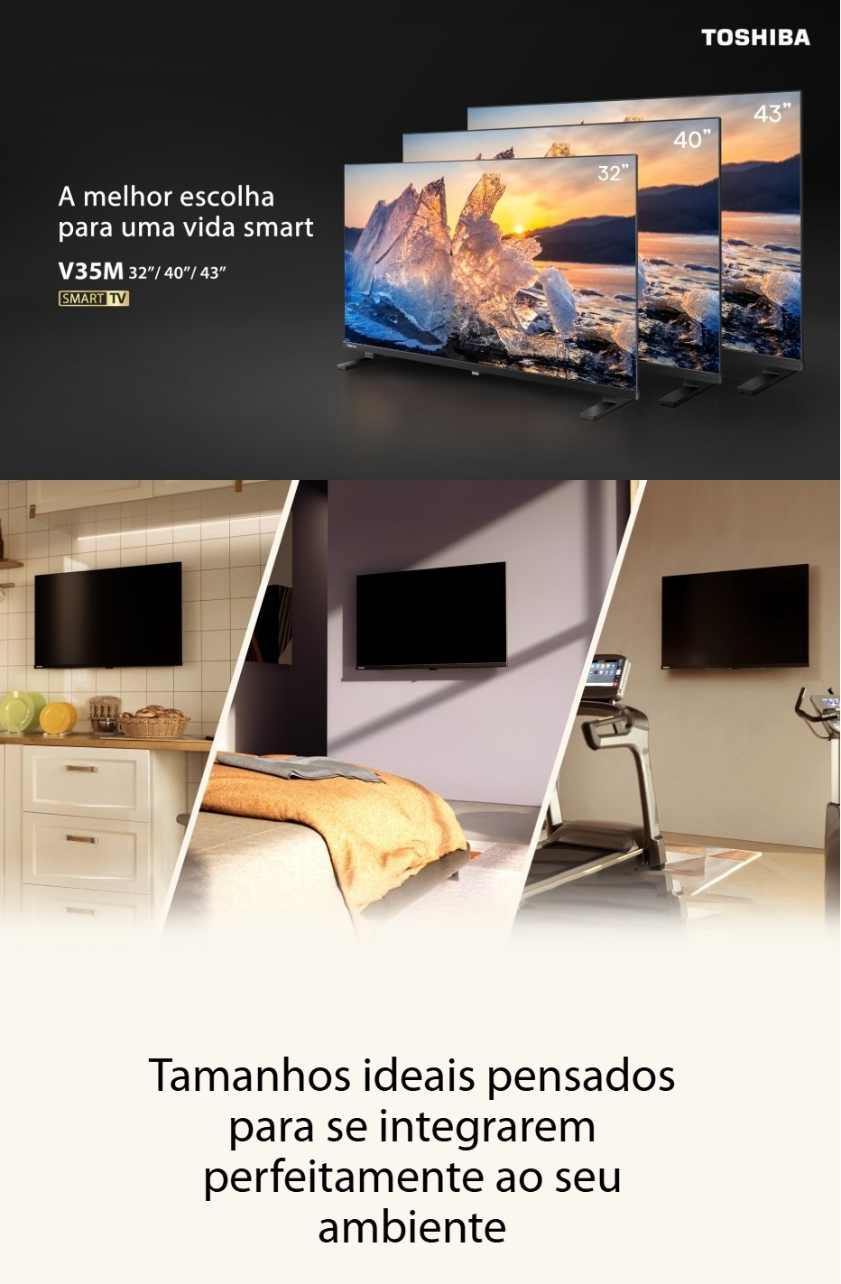 Smart TV DLED 40 Full HD Toshiba 40V35MS VIDAA 2 HDMI 2 USB Wi-Fi - TB028M | Shopee Brasil