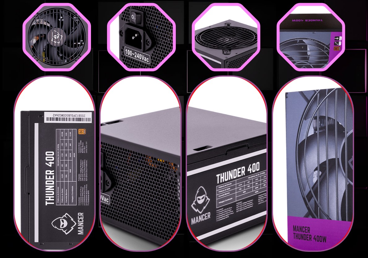 Fonte Mancer Thunder 400W Bronze 80 Plus, MCR-THR400-BL01 | Shopee Brasil