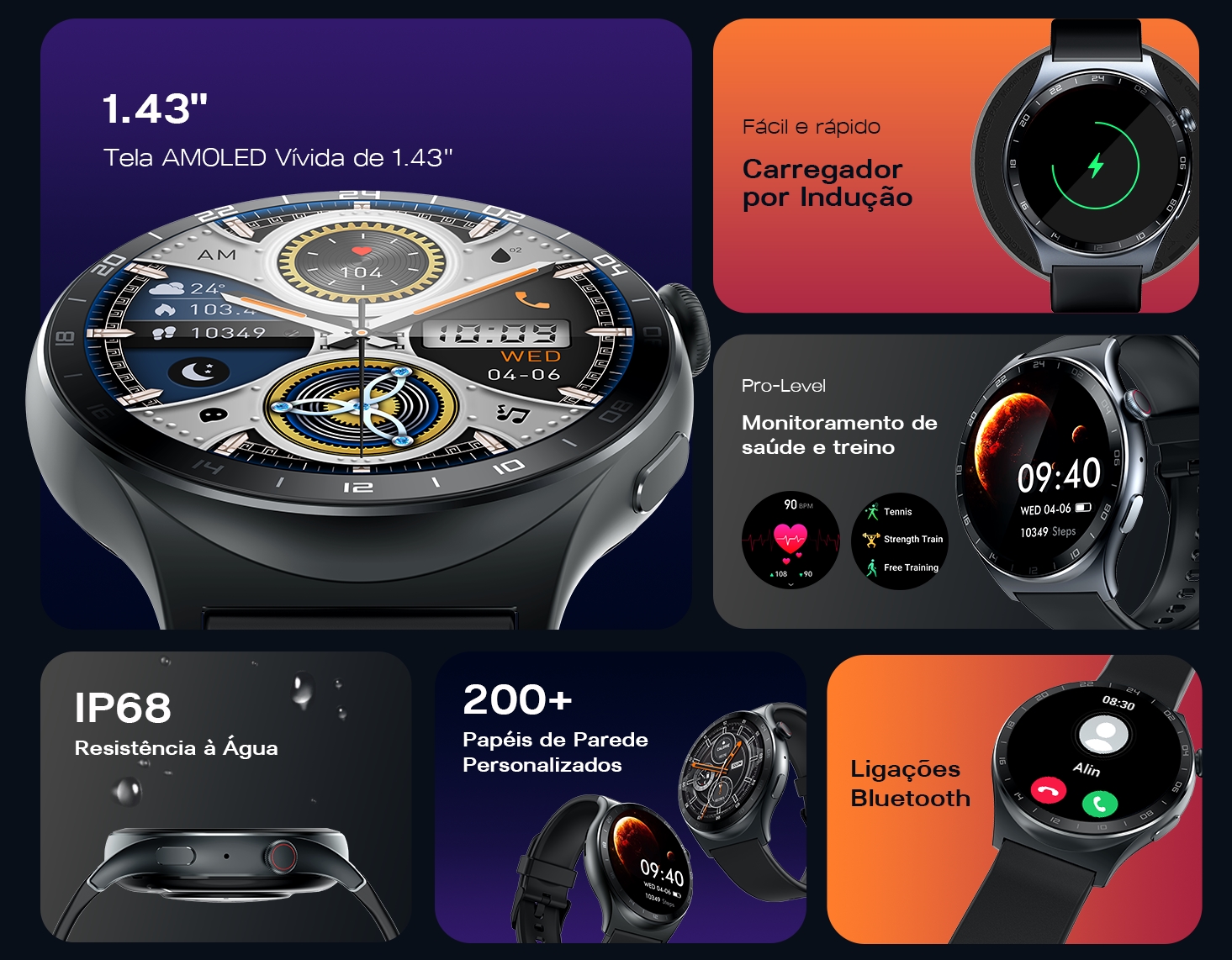 Smartwatch Infinix Xwatch 3 WE IP68 até 10 dias de Bateria Tela Amoled ...