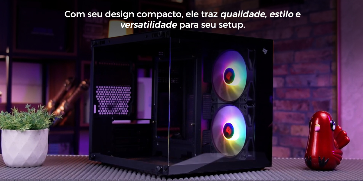 Gabinete Gamer Pichau Atom X, Mini-Tower, Lateral de Vidro, Com 2 Fans, Preto, PG-ATOMX-BK ...