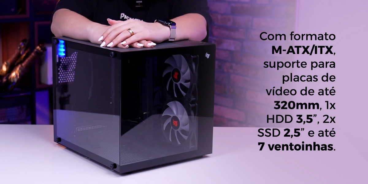 Gabinete Gamer Pichau Atom X, Mini-Tower, Lateral de Vidro, Com 2 Fans, Preto, PG-ATOMX-BK ...