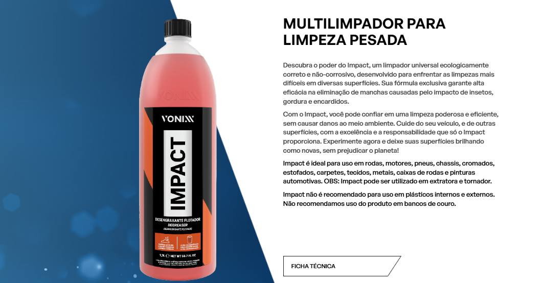 Impact Vonixx 1,5L Limpador Multiuso Concentrado para Limpeza de Motor ...