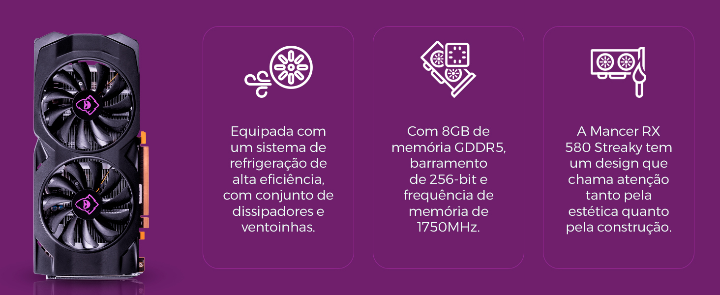 Placa de Video Mancer Radeon RX 580 Streaky V3, 8GB, GDDR5, 256-bit, MCR-RX5808GB-STKV3 | Shopee ...