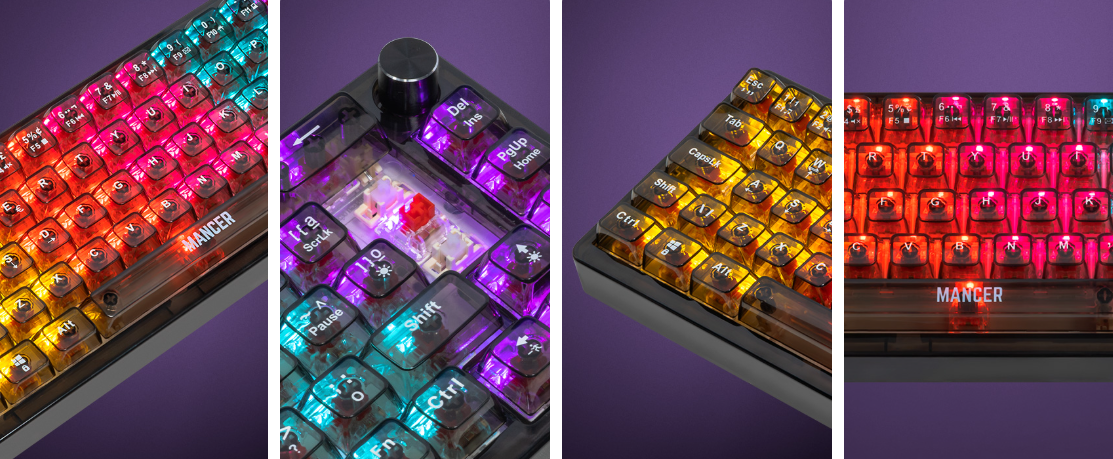 Teclado Mecanico Mancer Black Ghost V2, Rainbow, Switch Huano Vermelho ...
