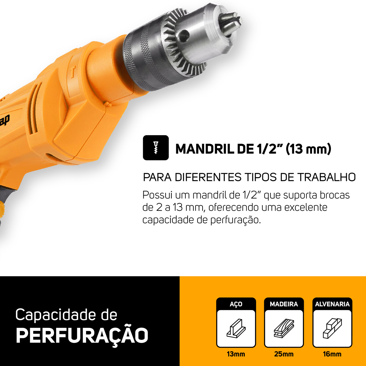 Parafusadeira e Furadeira de Impacto WF 700K13 WAP Mandril de 1/2 ...