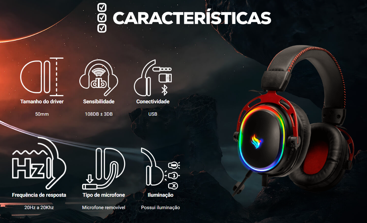 Headset Gamer Pichau Vega Pro 7.1, Drivers 50mm, Preto, PCH-VGAP-BL01 ...