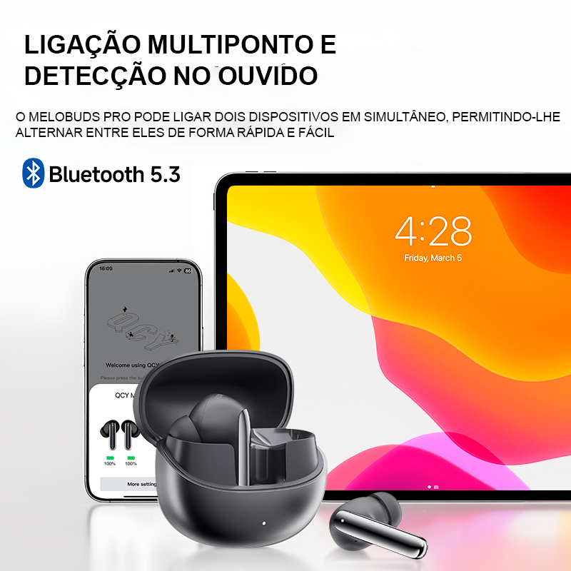Fone de Ouvido QCY HT08 Melobuds Pro ANC Hi-Res Sem Fio Bluetooth 5.3 ...