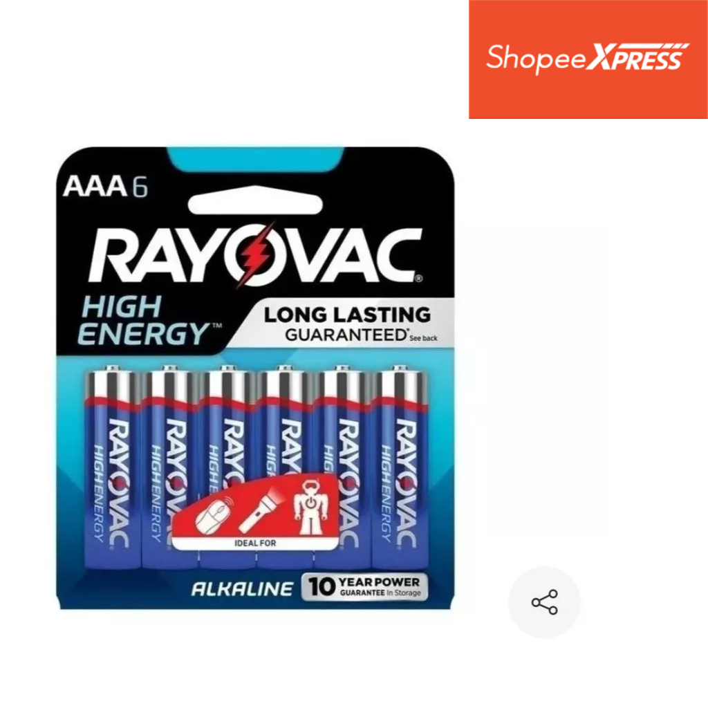 Pilha Rayovac Alcalina Aaa (palito) 6 Unidades | Shopee Brasil