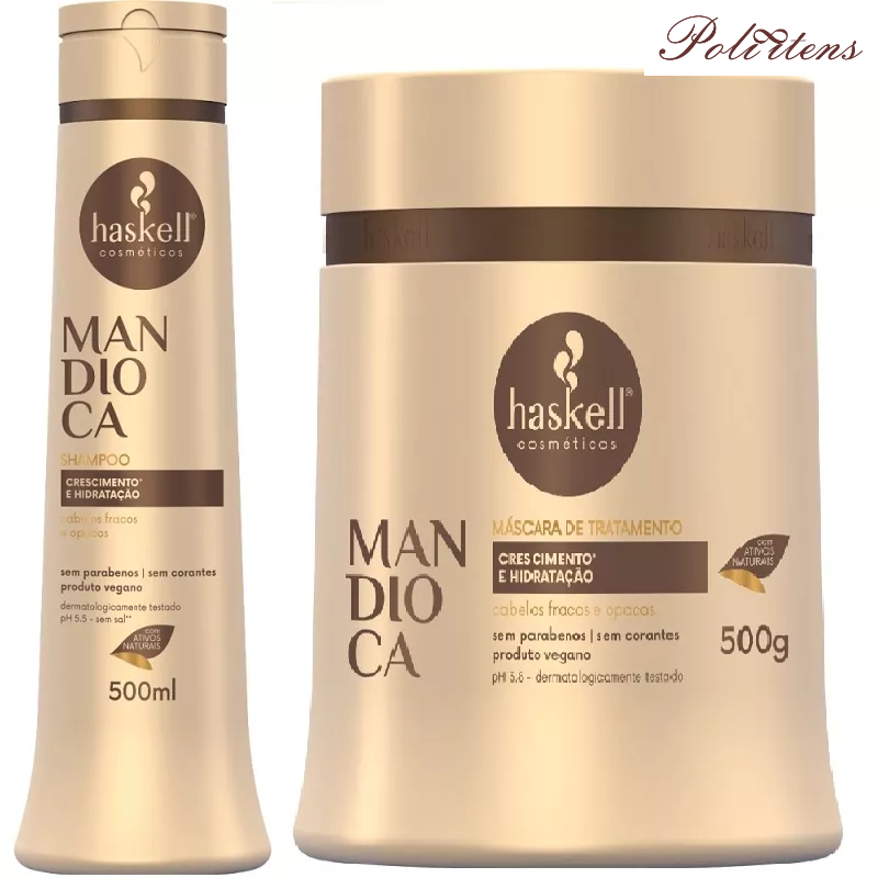 Kit Haskell Mandioca Shampoo 500ML + 1 Mascara 500ML | Shopee Brasil