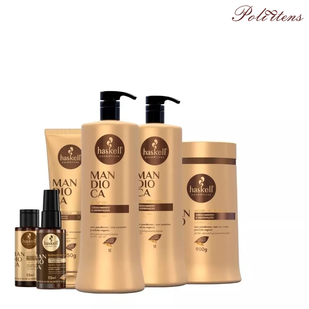 Kit Haskell Mandioca Sh Cond Máscara 1 Litro 6 Itens Completo | Shopee Brasil