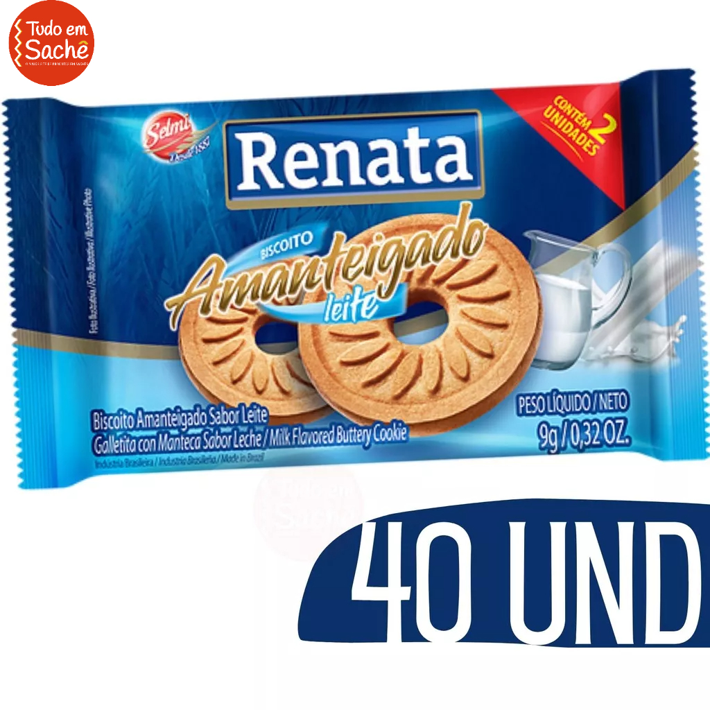 Bolacha Biscoito Leite Amanteigado em Sache Individual Renata - 40 und ...