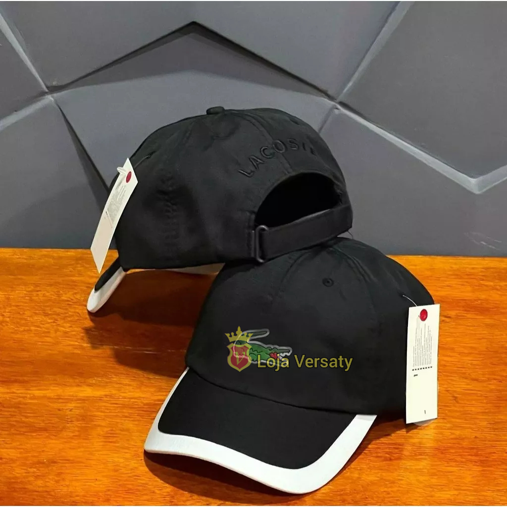 Boné Borda na Aba Tactel LC Algodão Fecho de Couro Aba Curva e Fitão ...