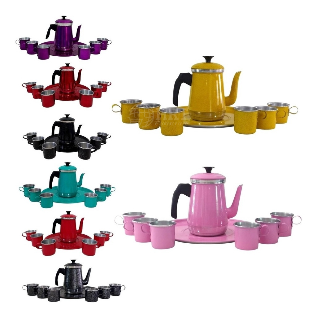 Jogo Bule Com 6 Canecas - Xícaras Cafe Chá - retro Mariquinha | Shopee ...