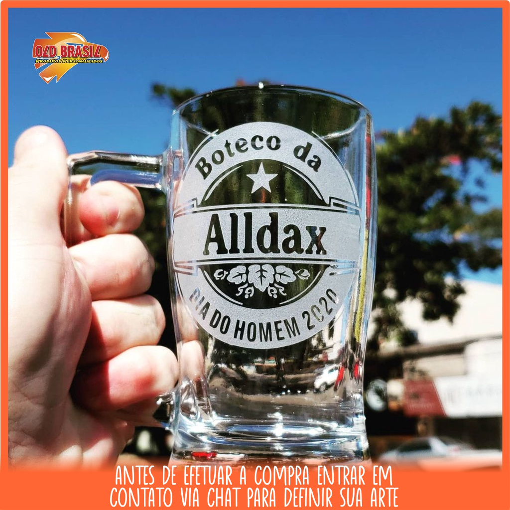 Caneca de chopp 340ml - Vidro - Personalizada (TRANSPARENTE) | Shopee Brasil