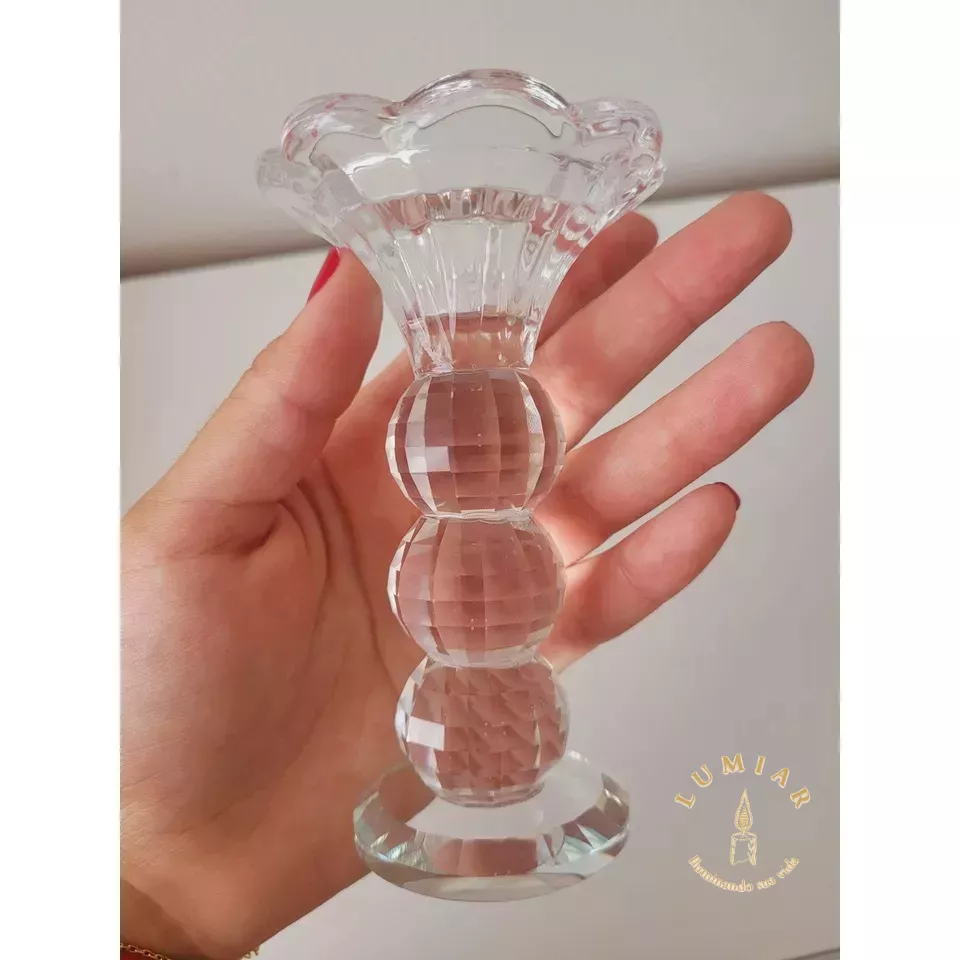 Castiçal Vidro Luxo 12cm Boleado 2 em 1 Decoração Velas | Shopee Brasil