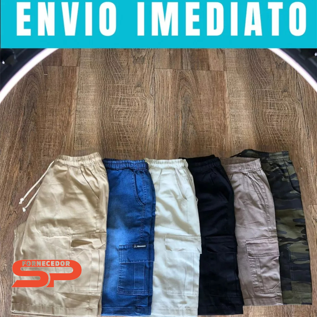 Kit 2 Bermuda Cargo Masculina Preta Bege Cáqui Cinza Areia Jeans ...