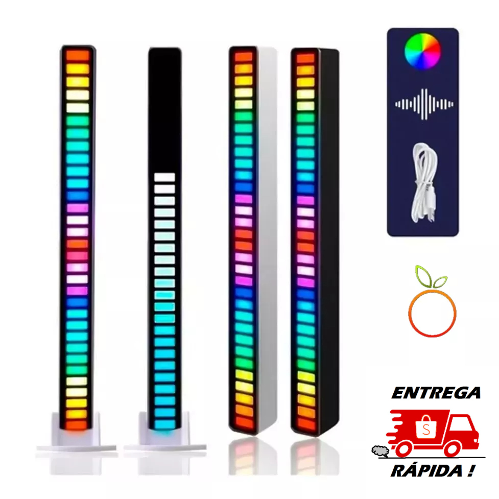 Barra Led Ritmica RGB Sensor de Som Gamer Decorativo USB Automotivo ...