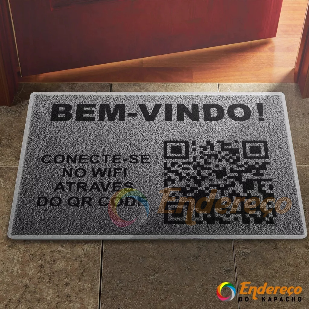 Tapete QR Code Personalizado Wifi Internet Capacho Diferente Bem Vindo ...