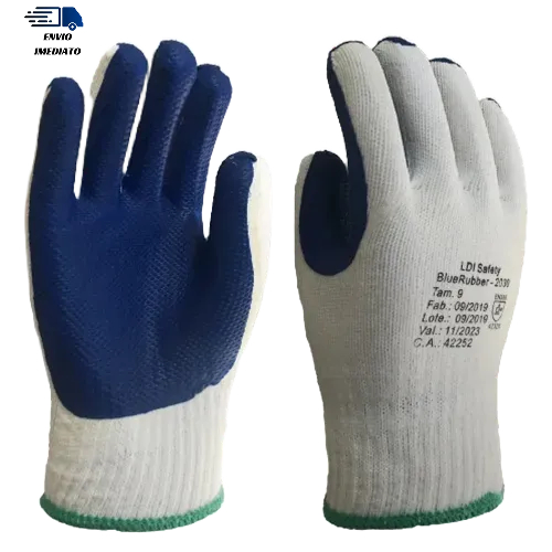 Luva Azul Palma Emborrachada MODELO 2030 RUBBER T9 SAFETY Bluerubber | Shopee Brasil