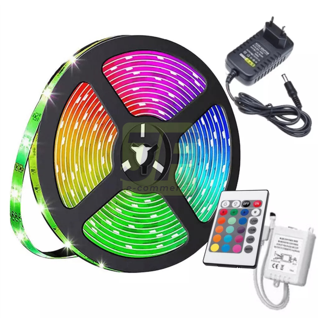 Fita Led 5050 Rgb Colorida 5mt 16 Cores Kit Fita Controle Remoto e Receptor | Shopee Brasil