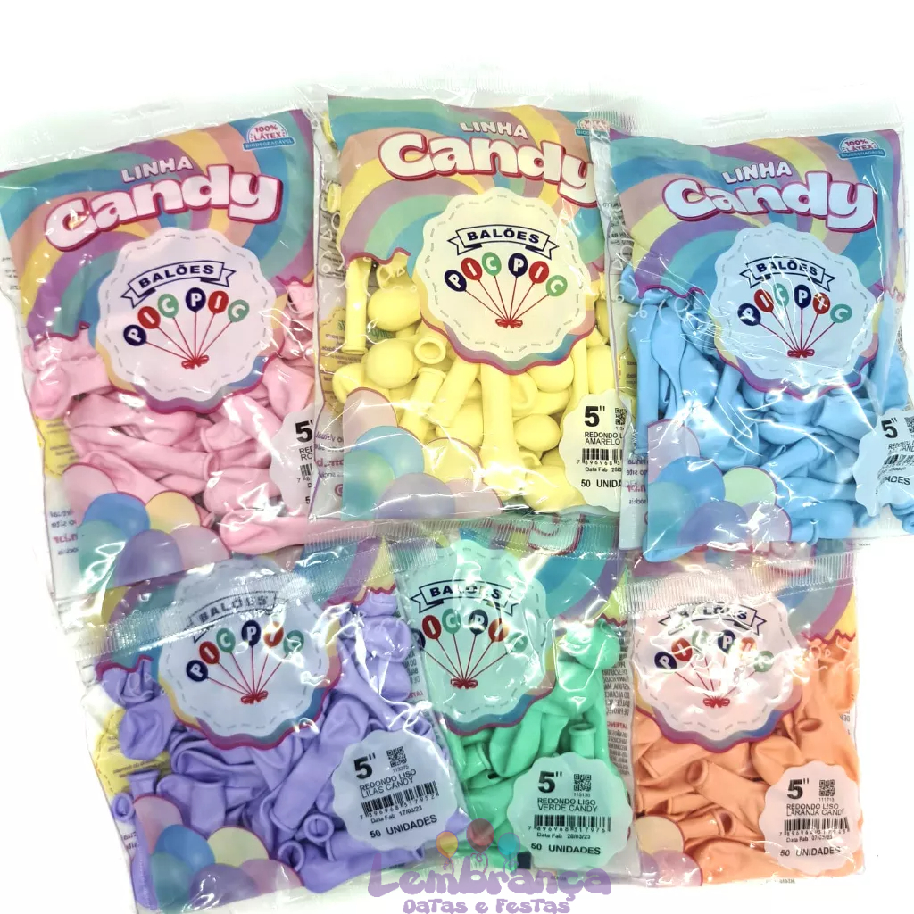 50 unds Balão 5 Polegadas Candy Color Pic Pic - Faz a Boa!