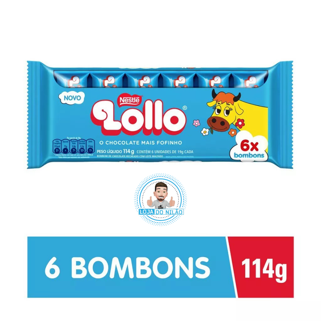 Chocolate LOLLO 6 unidades Flow Pack 114 g Nestlé | Shopee Brasil