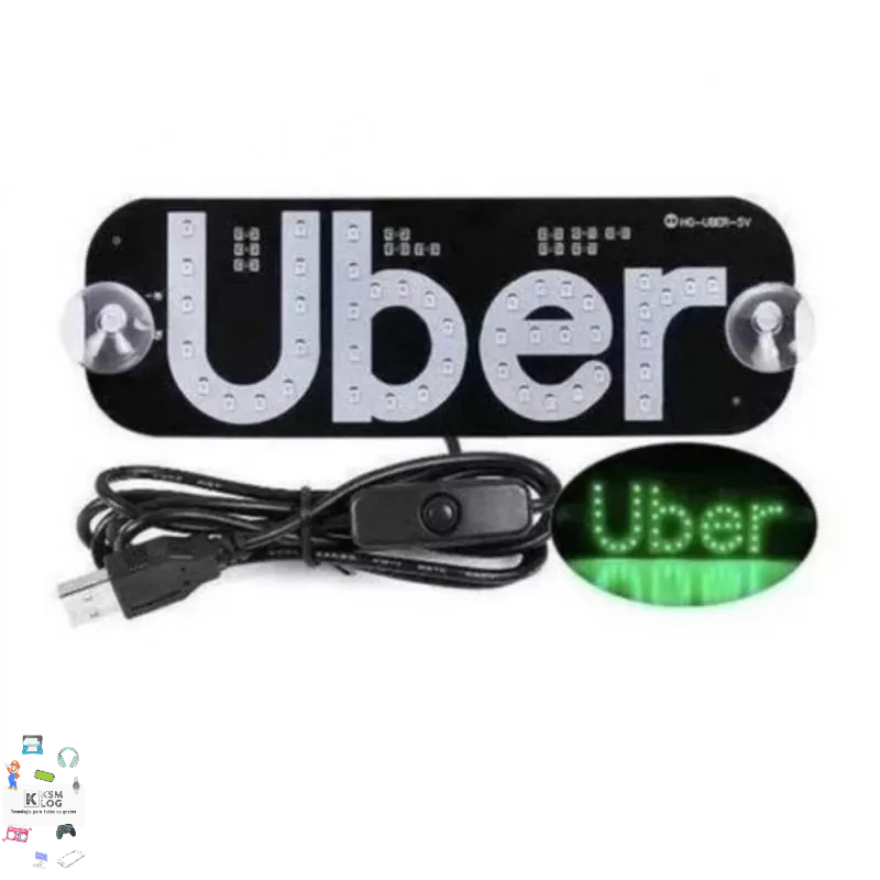 Placa uber em led azul led branco letreiro uber para motorista ...