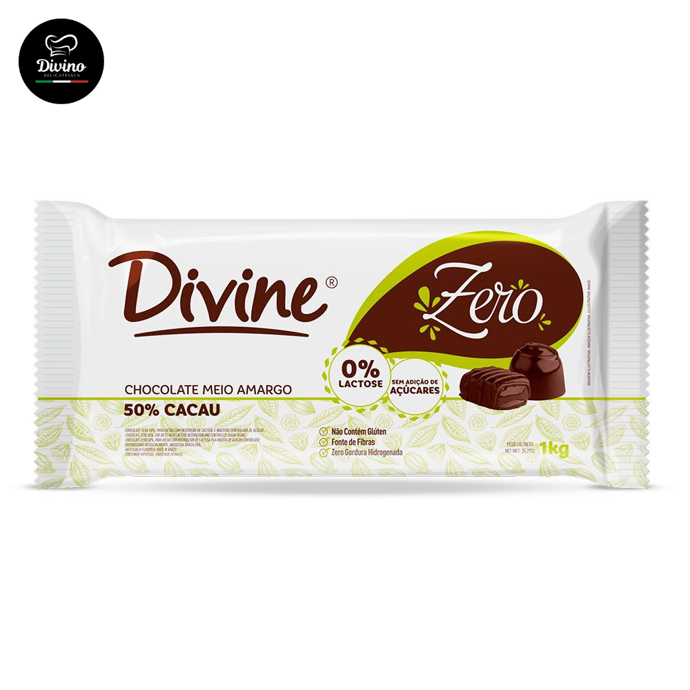 Chocolate Zero Açúcar, Zero Lactose e Zero Glúten 50% Cacau 1kg ...