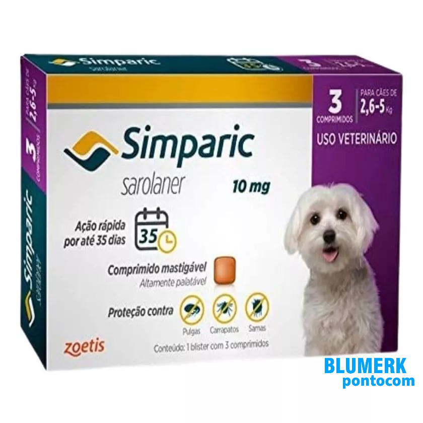 Simparic 10mg Para Caes 2,6 A 5kg - Kit Com 3 Comprimidos | Shopee Brasil