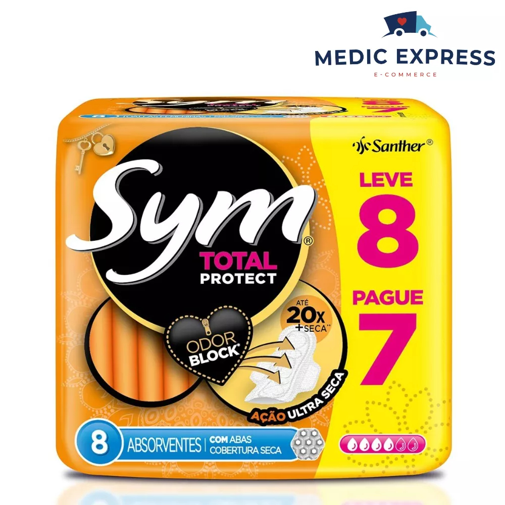 Absorvente Sym Total Protect Seca com Abas com 8 Unidades | Shopee Brasil