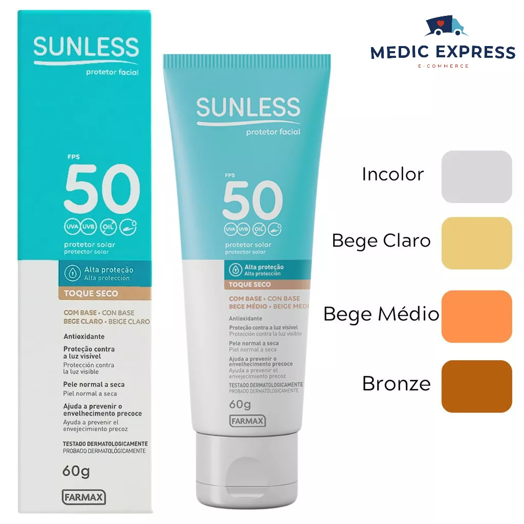 Protetor Solar Facial Sunless Toque Seco Fps-50 Alta Proteção 60g ...