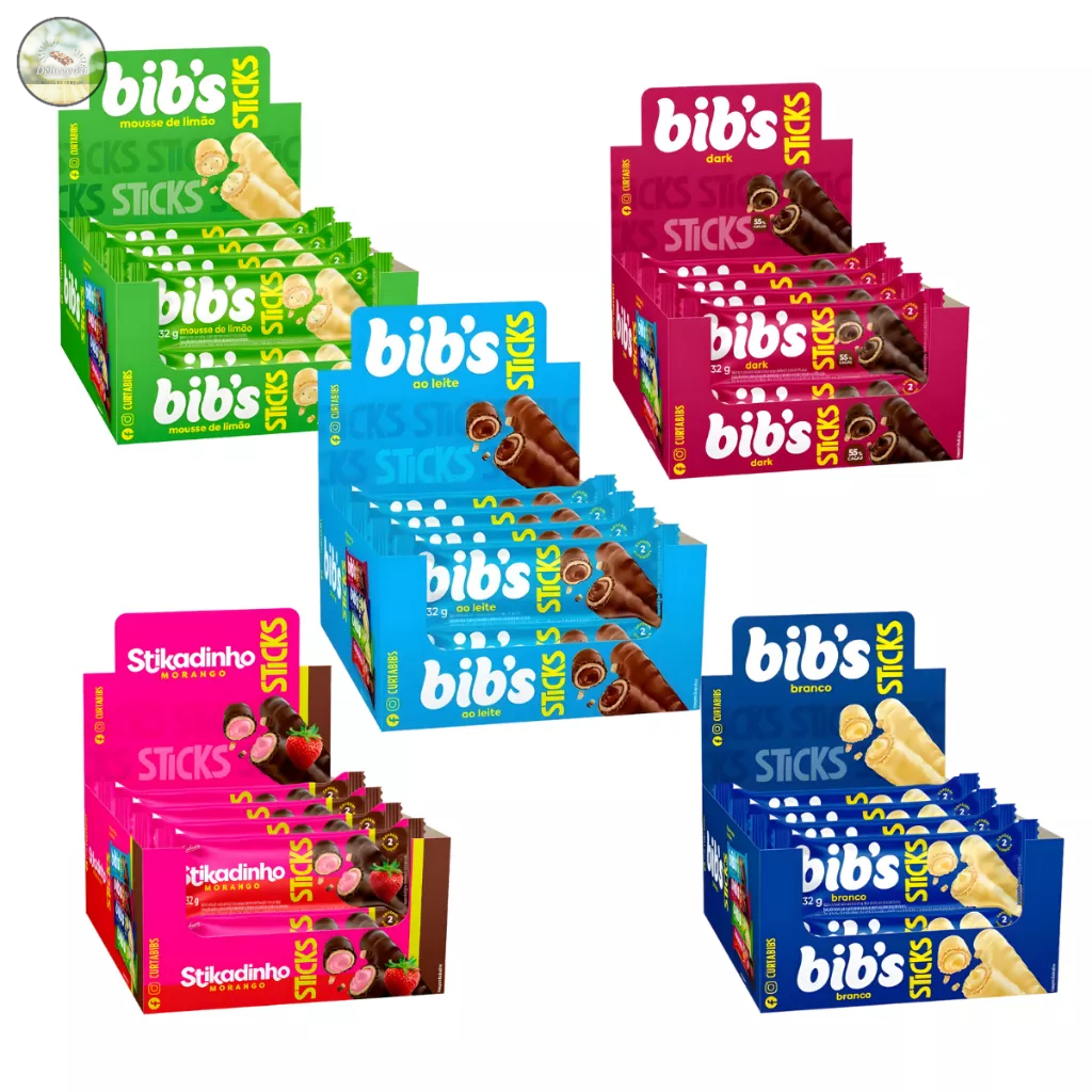 Caixa 16 Chocolate Bibs Sticks 512g | Shopee Brasil