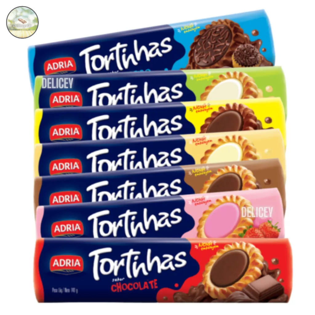 Kit 10 Biscoito Recheado Tortinhas Adria Bolacha 140g | Shopee Brasil
