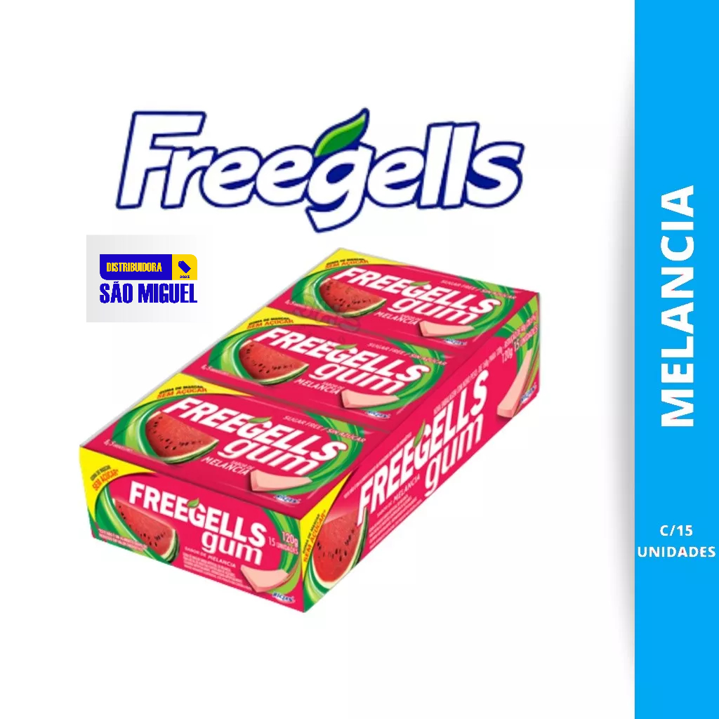 Chiclete Freegells Gum Melancia Sem Açucar 15un x 8g Riclan | Shopee Brasil