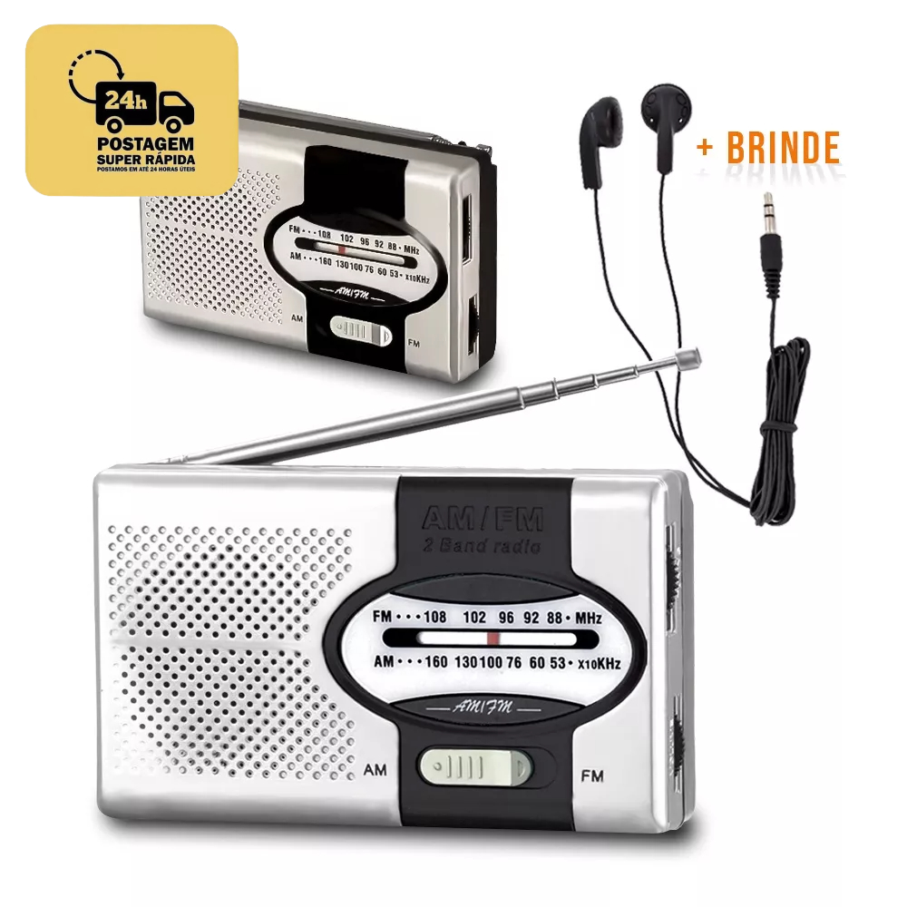 Rádio Portátil FM AM de Pilha Com Fone de Ouvido Lelong | Shopee Brasil