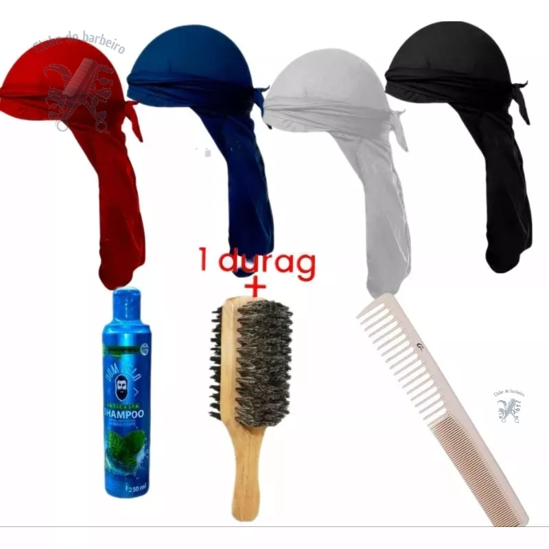 kit waves durag escova javali, bandanas dureg barbearia e cabeleleiro ...