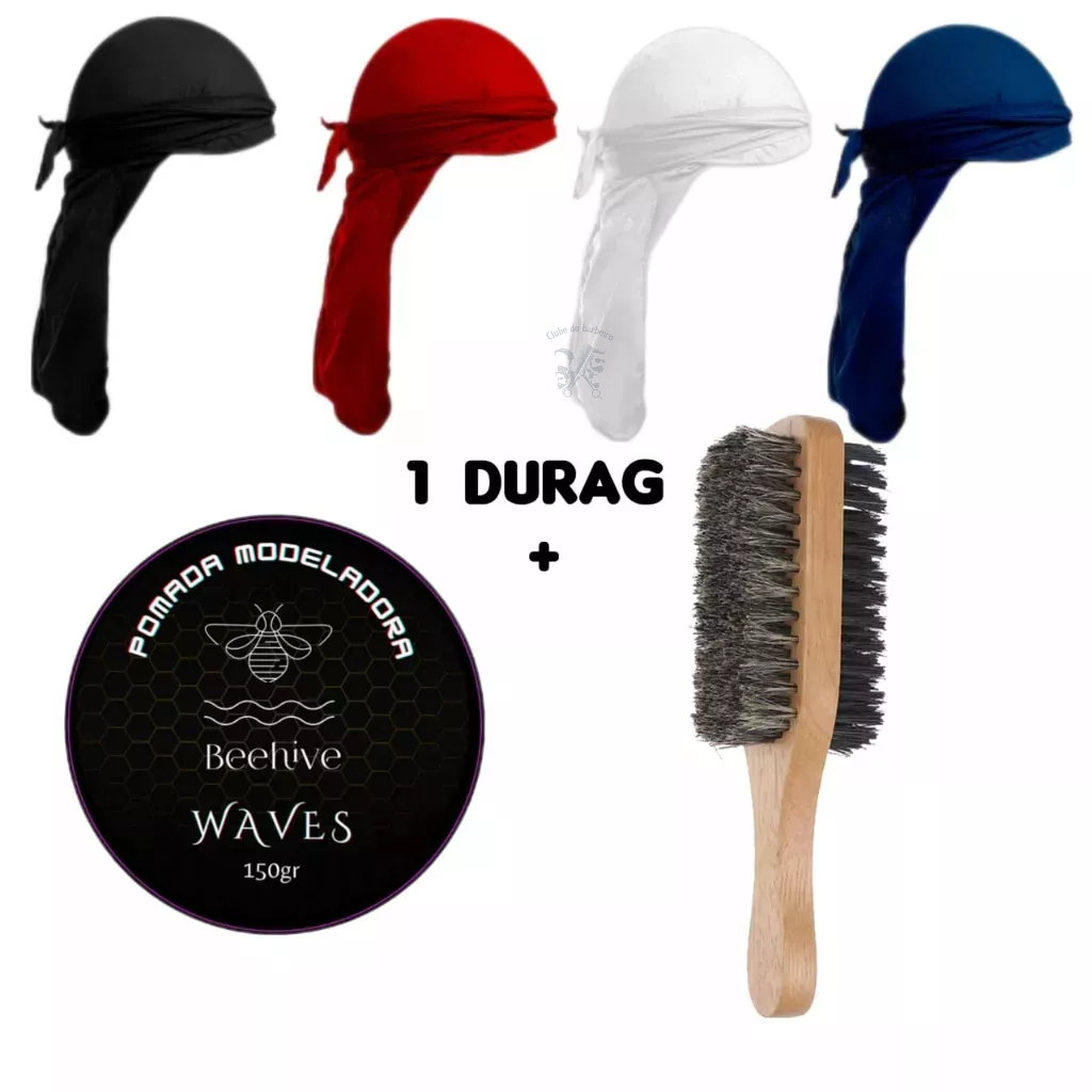 kit durag waves escova dupla e , bandanas dureg barbearia e cabeleleiro ...