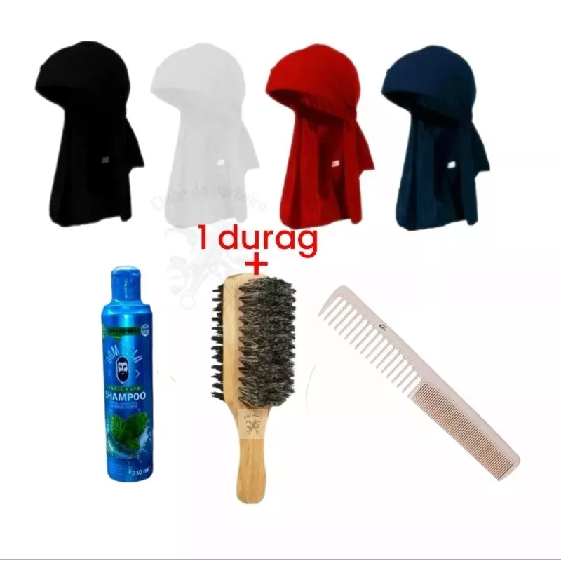 kit waves durag escova javali, bandanas dureg barbearia e cabeleleiro ...