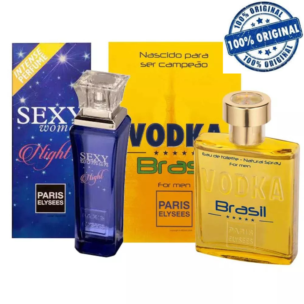 Kit 2 Perfumes Paris Elysees Vodka Brasil Amarelo + Sexy Woman Night- 100ML | Shopee Brasil