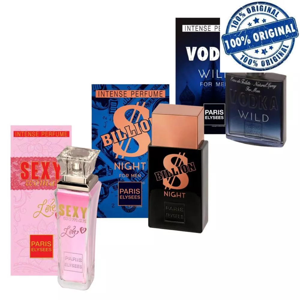 Kit 3 Perfumes Paris Elysees Vodka Wild-Billion Night-Sexy Woman Love- 100ML | Shopee Brasil