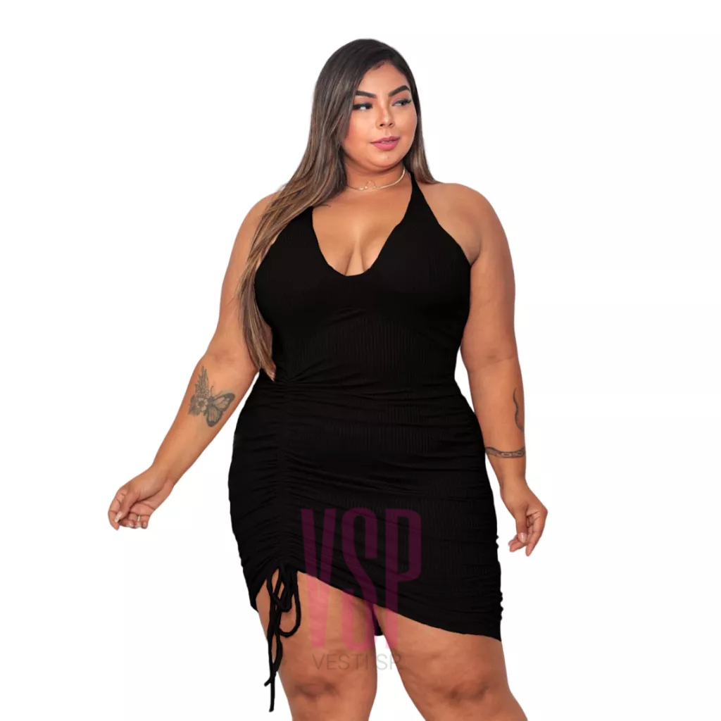 Vestido Plus Size Curto Franzido Lateral Bojo Moda Gringa | Shopee Brasil
