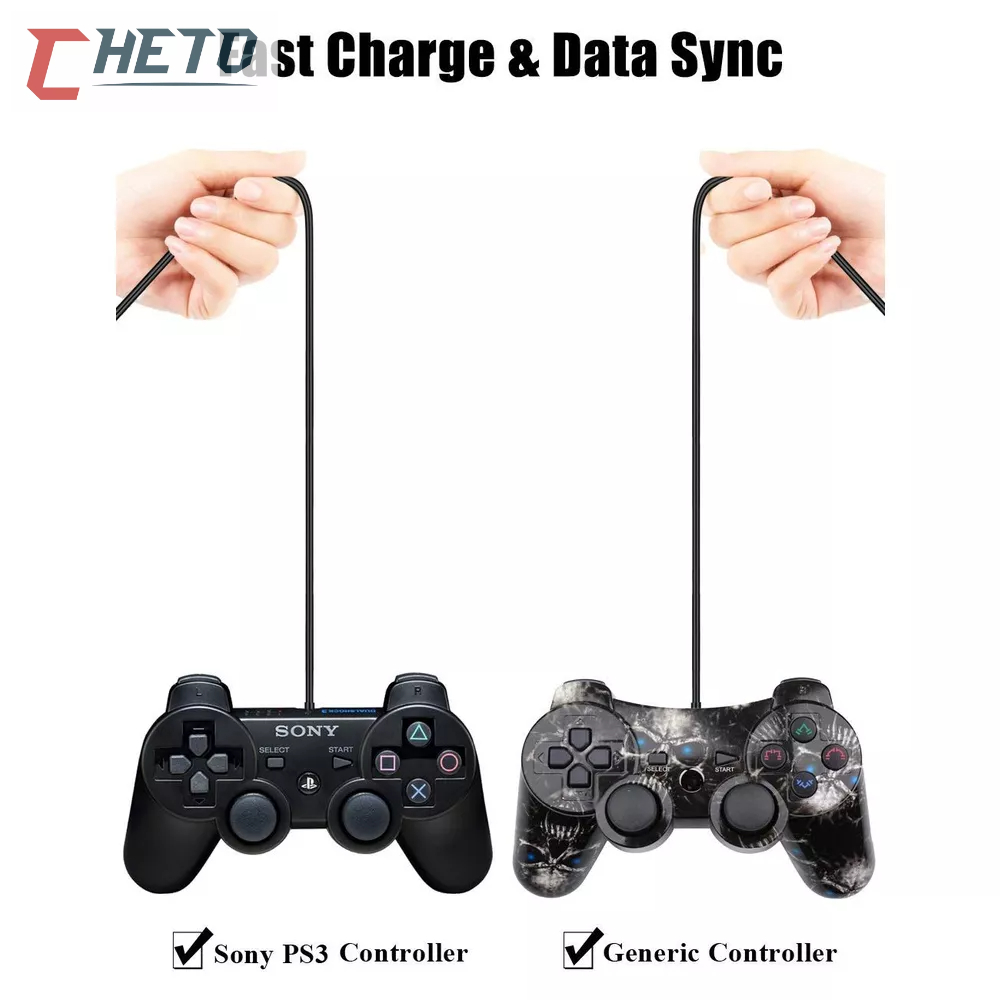 PS3 Controller Charger Charging Cable Sync Cord 1.5M 10ft Mini USB Charge and Play Cable for PS Move PS3 PS3 Slim Wireless Controller