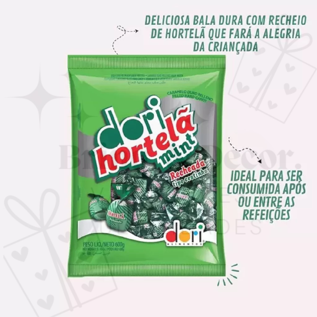 Bala De Hortela Dori 600g Pacote COM +/- 120 Balas guloseimas doce ...
