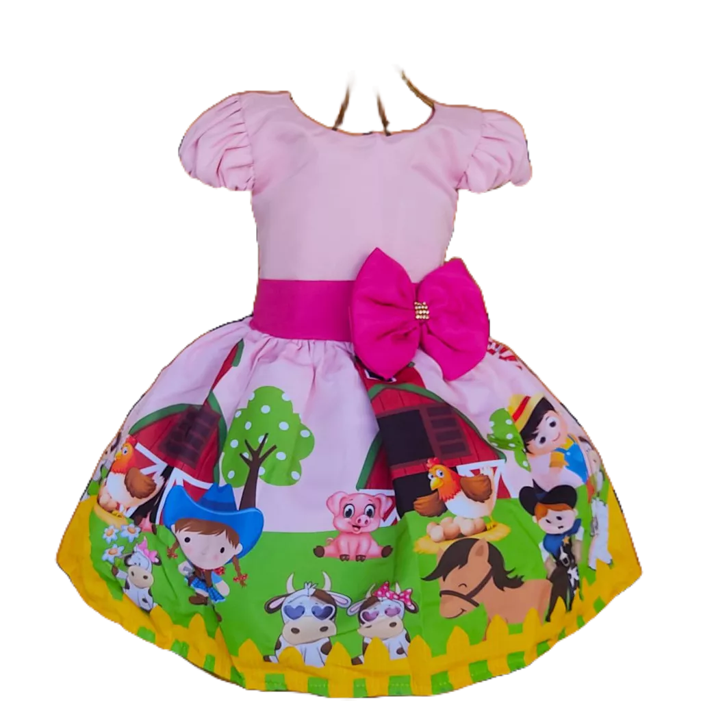 Vestido Luxo Fazendinha Rosa | Shopee Brasil