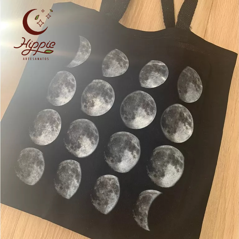 Bolsa Feminina Praia Ecobag Fases da Lua - Preta | Shopee Brasil