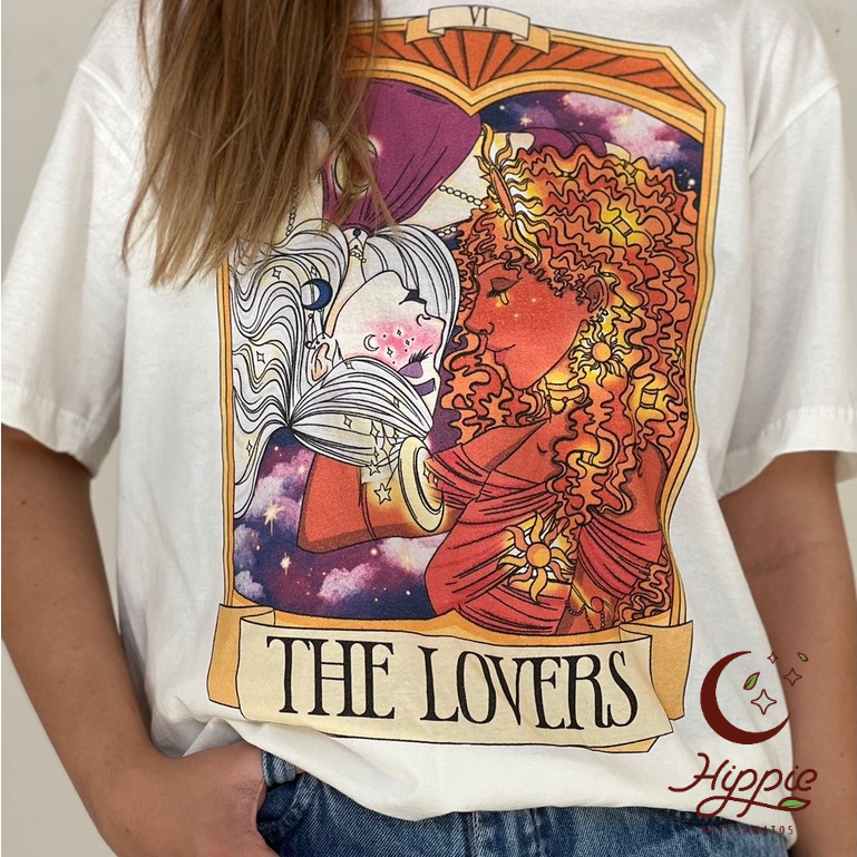 Camiseta The Lovers, Sol e Lua - Off-White | Shopee Brasil