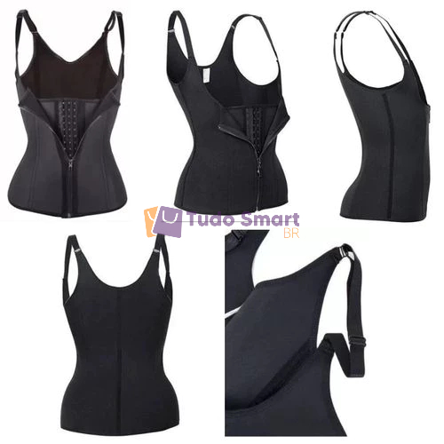 Cinta Modeladora Dupla Compressão Redutor Ziper Preto | Shopee Brasil