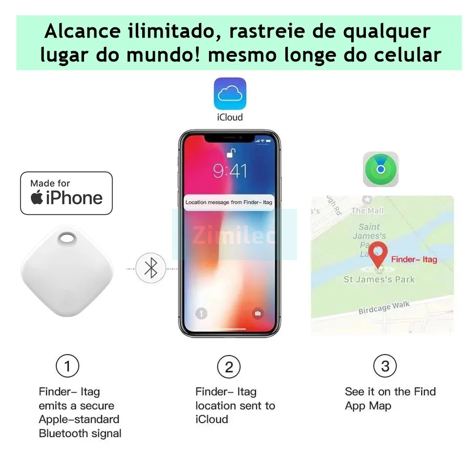 Rastreador Smart Tag Android iPhone Distância Global Certificado App ...