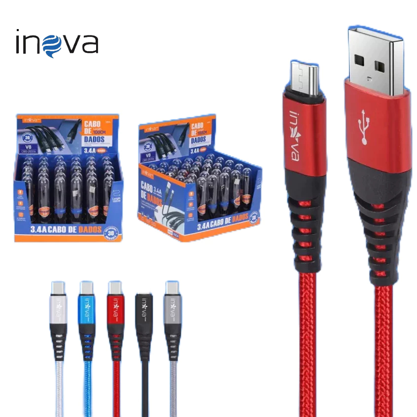 Cabos USB Entrada Micro USB V8 3.4A Inova - Cabo de Dados e ...